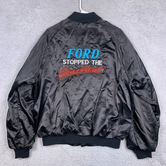Westark | Jackets & Coats | Vintage Ford Jacket Mens Large Black Satin ...